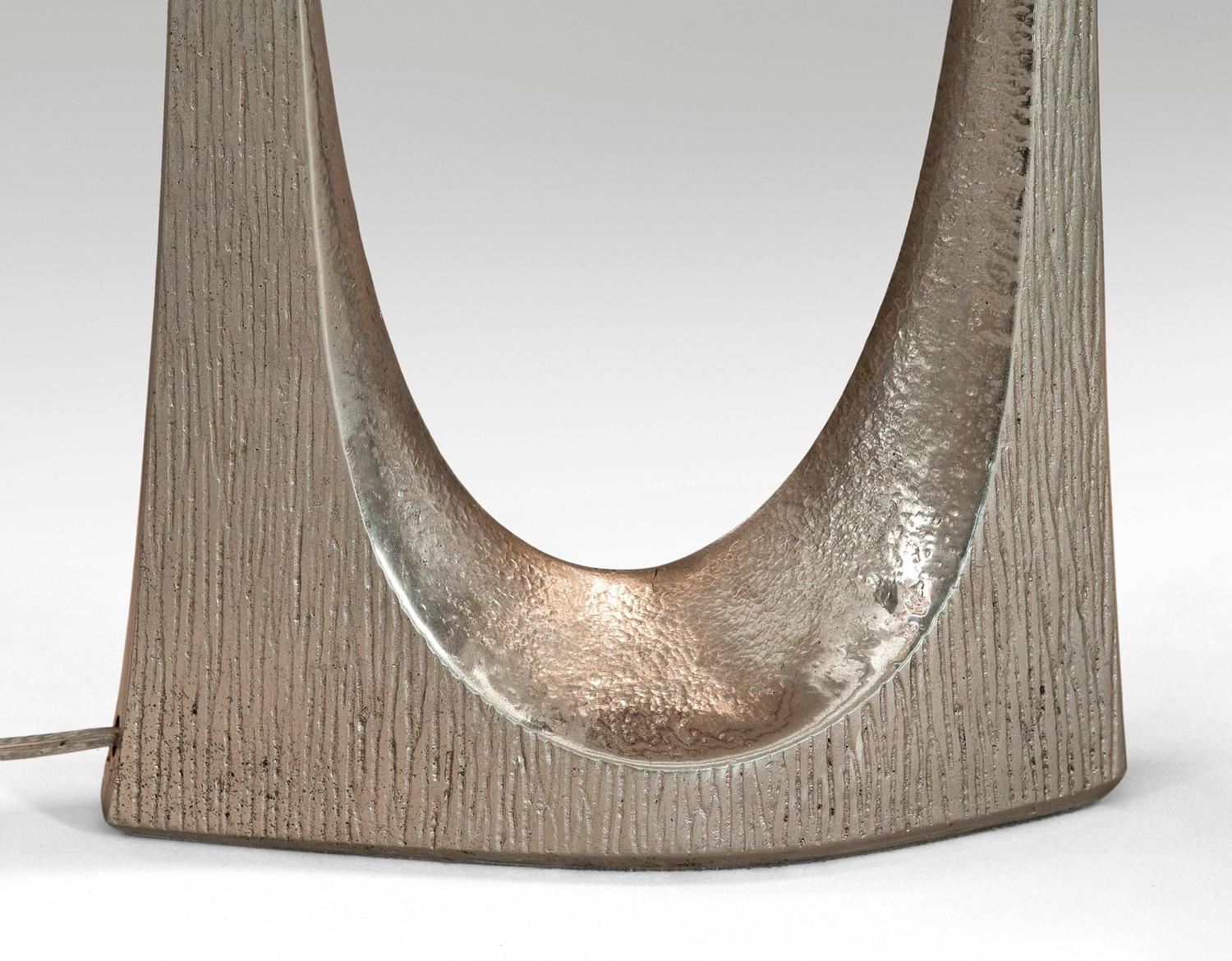 Maison Charles, Sculptural Pair of Silvered Bronze "Rush" Lamps For ...