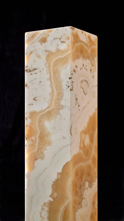 Art Deco Egyptian Alabaster Square Column Pedestal For Sale at 1stDibs