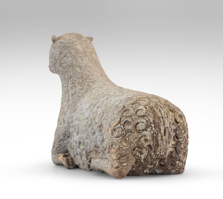 Swedish Painted Wood Sculpture of a Lamb at 1stDibs