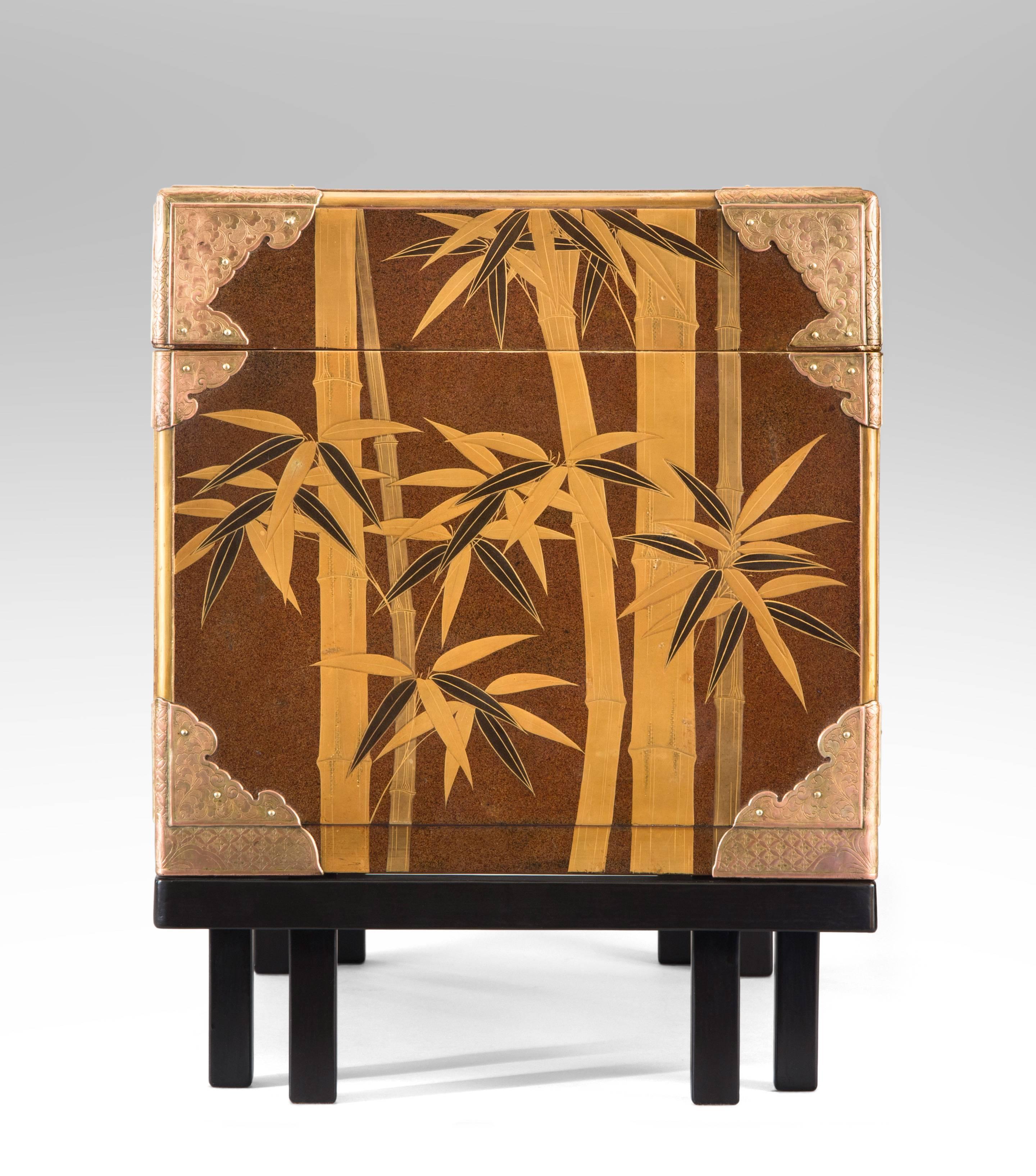 Japanese Gilt Copper Mounted Gold Lacquer Box or Robe Chest 'Hasami ...