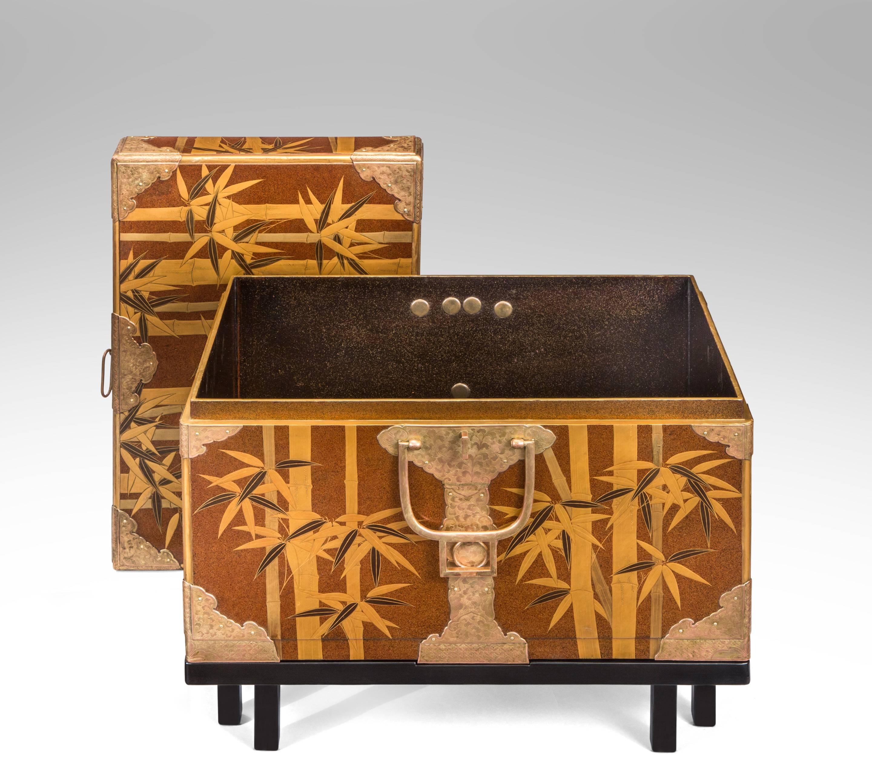 Japanese Gilt Copper Mounted Gold Lacquer Box or Robe Chest 'Hasami ...