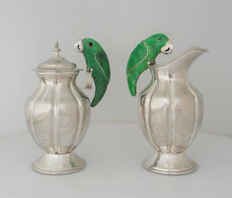 Large Silver Plate Parrot Motif Sugar and Cream Jug at 1stDibs
