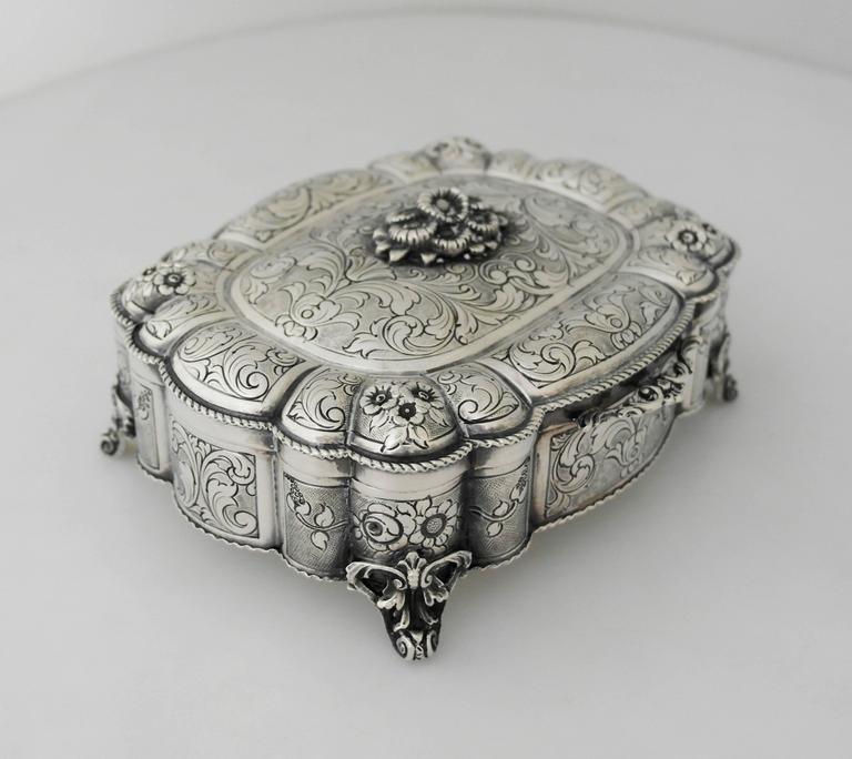 Incredible Large Silver Footed Box, Italy, circa 1935 SUPERBLY ETCHED ...
