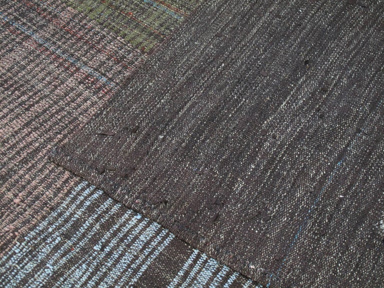 Kilim with Color Blocks and Lazy Lines For Sale at 1stDibs