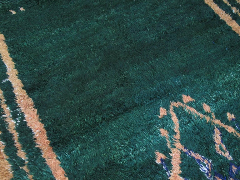 Rare Green Moroccan Berber Rug at 1stDibs