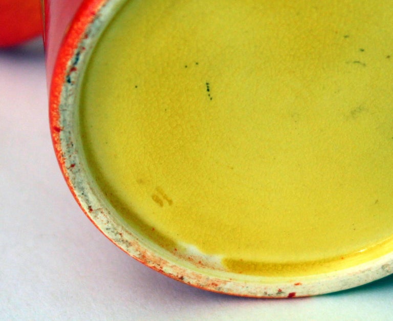 Awaji Pottery Iris Pitcher in Art Deco Atomic Chrome Red Glaze For Sale ...