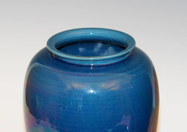 Collection Four Blue Awaji Pottery Vases For Sale at 1stDibs