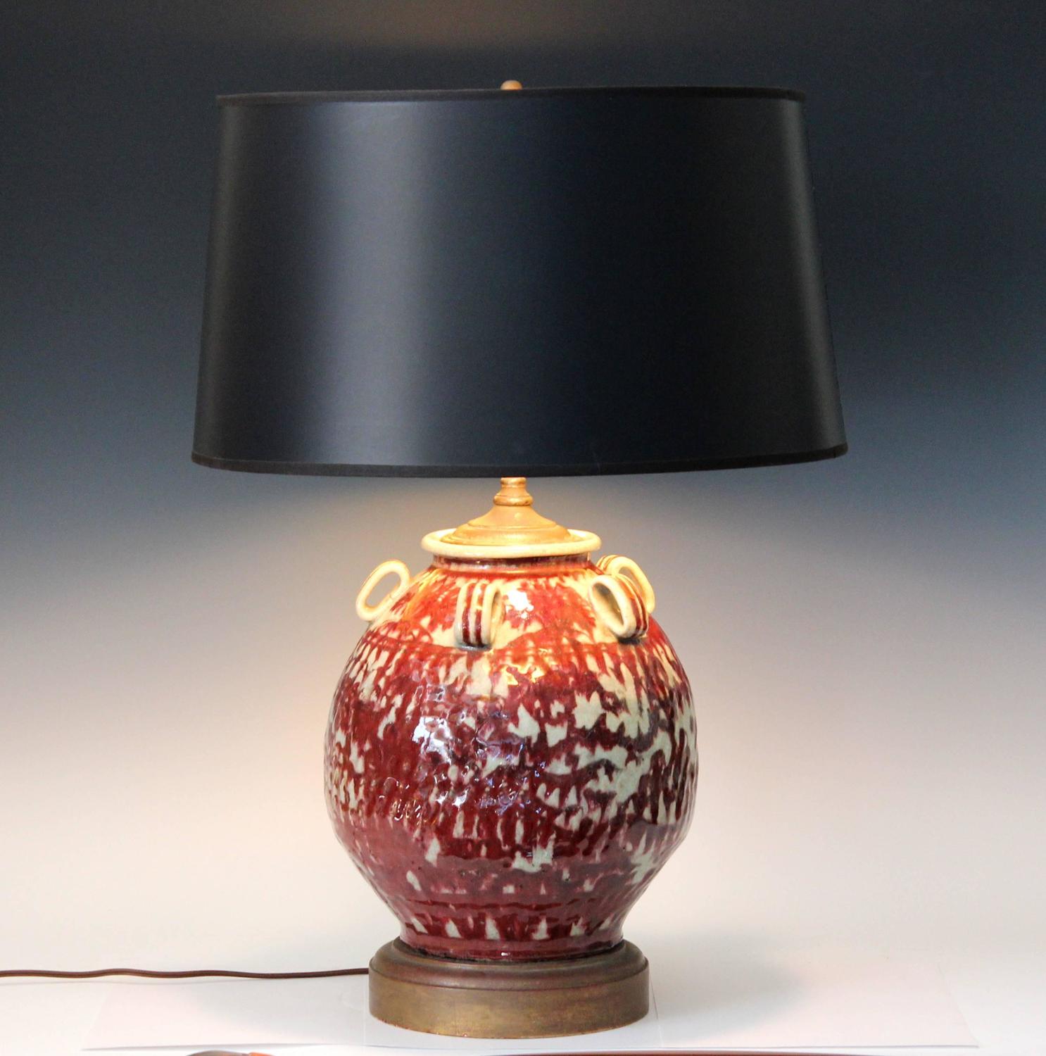 Vintage Japanese Studio Pottery Oxblood Flambe Lamp at 1stdibs