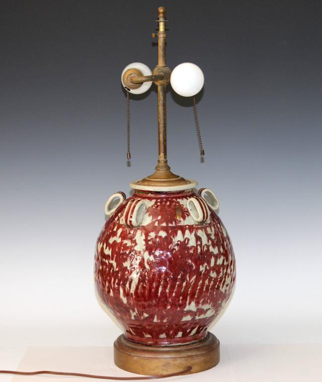 Vintage Japanese Studio Pottery Oxblood Flambe Lamp at 1stDibs | bruce ...
