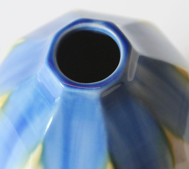 Hiroshi Shibata Japanese Kutani Studio Porcelain Yusai Glaze Faceted ...