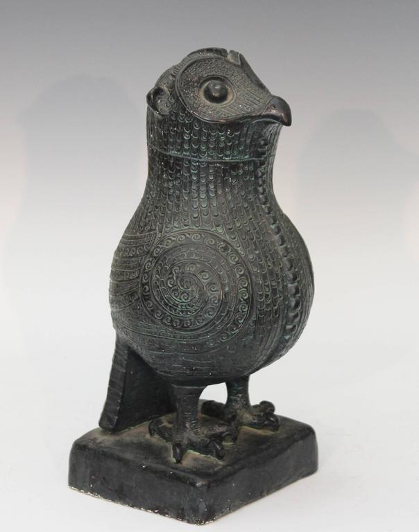 Vintage Replica Ancient Chinese Bronze Owl Sculpture at 1stDibs