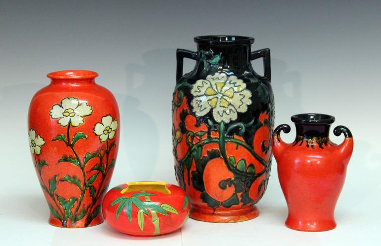 Awaji Pottery Japanese Art Deco Pottery Vase at 1stDibs