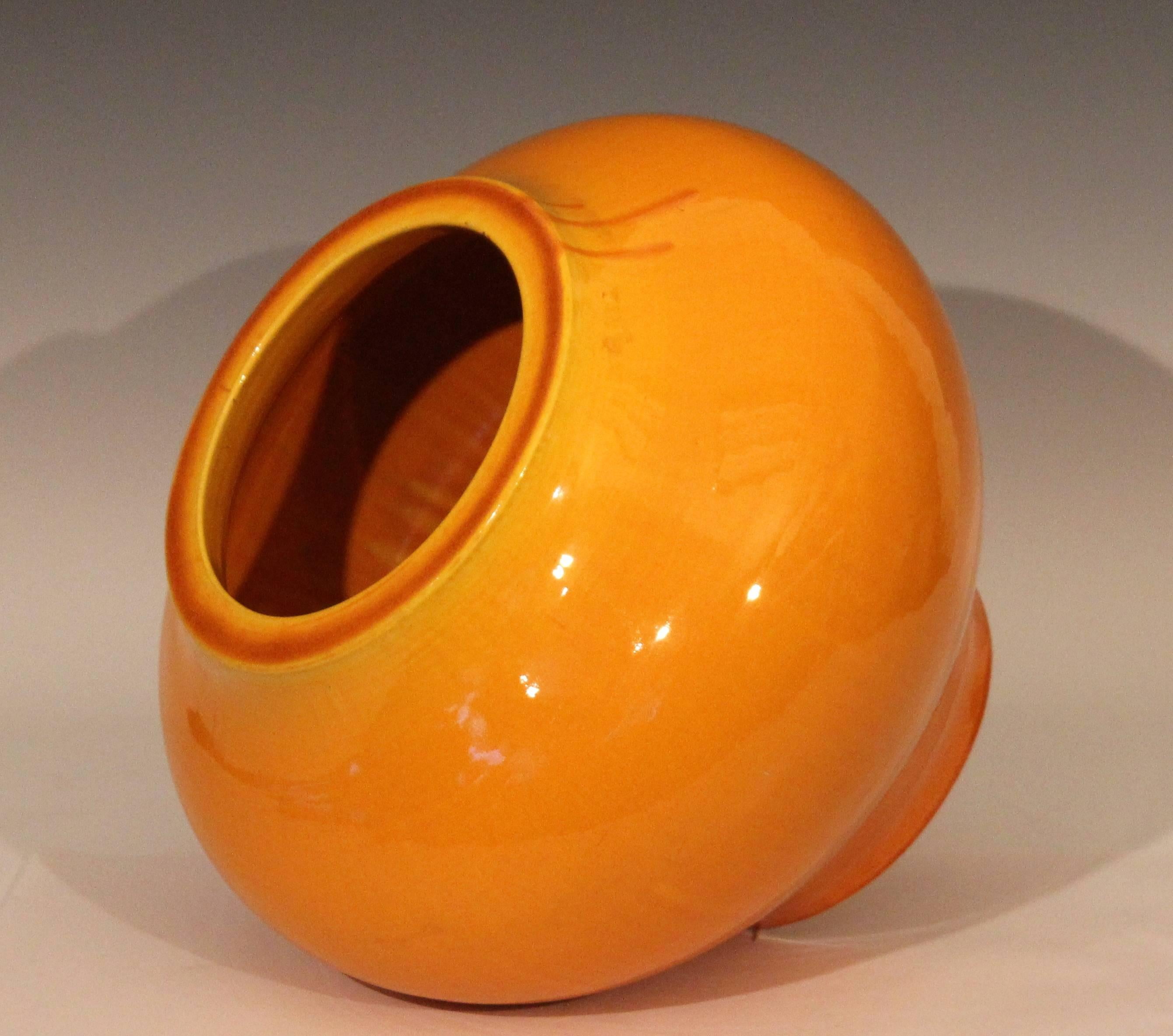 Large Antique Golden Yellow Awaji Pottery Hu Form Vase at 1stDibs