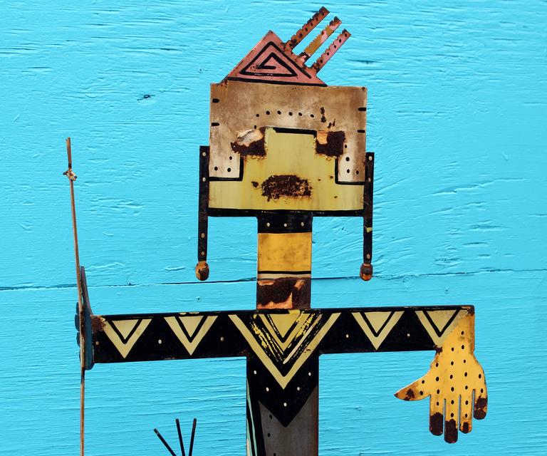 Vintage Painted Steel Hopi Shaman Dancing Figure Outsider Folk Art ...