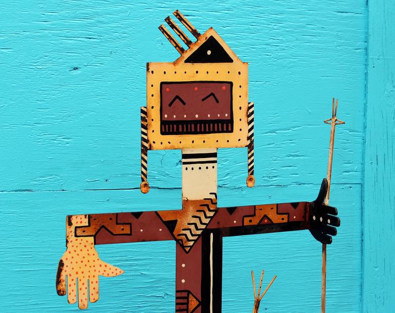 Vintage Painted Steel Hopi Shaman Dancing Figure Outsider Folk Art ...