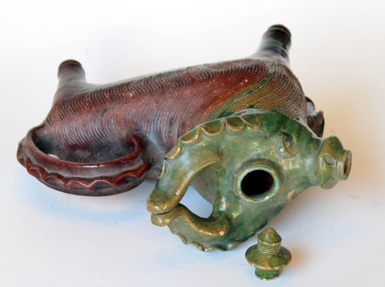 Old or Antique Studio Pottery Aquamanile Zoomorphic Ram Figure Vessel ...