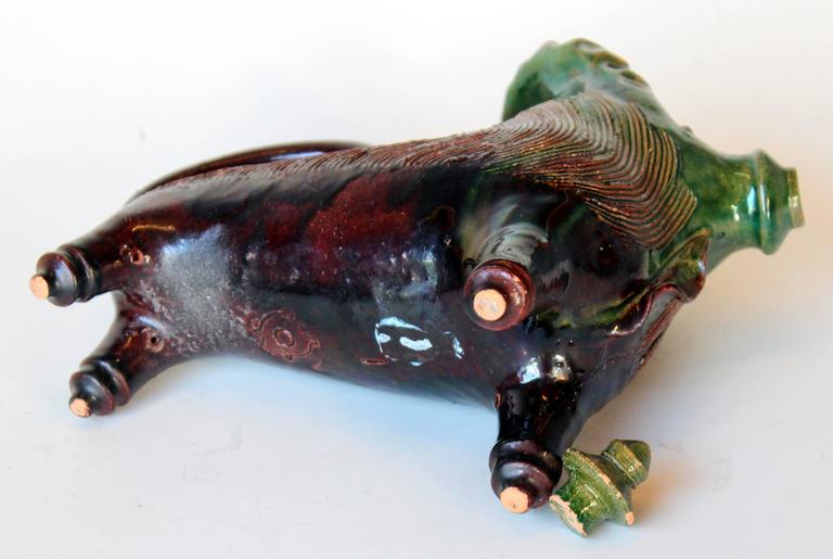 Old or Antique Studio Pottery Aquamanile Zoomorphic Ram Figure Vessel ...