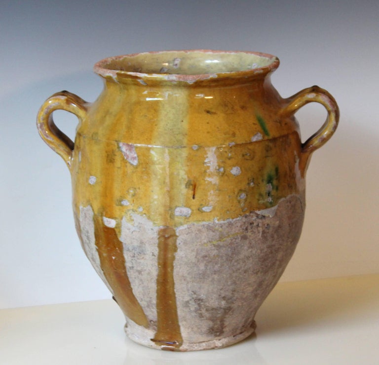 Antique French Country Pottery Confit Jar Pot Provence Faience Vase at ...