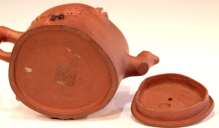 Old or Antique Chinese Porcelain Yixing Red Stoneware Teapot Hall Mark ...