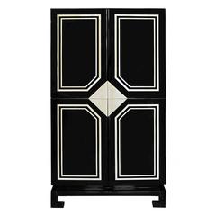 Black Lacquered Cabinet with Bone Inlay at 1stDibs