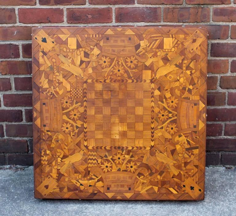 Outstanding Inlaid Folding Game Table at 1stDibs