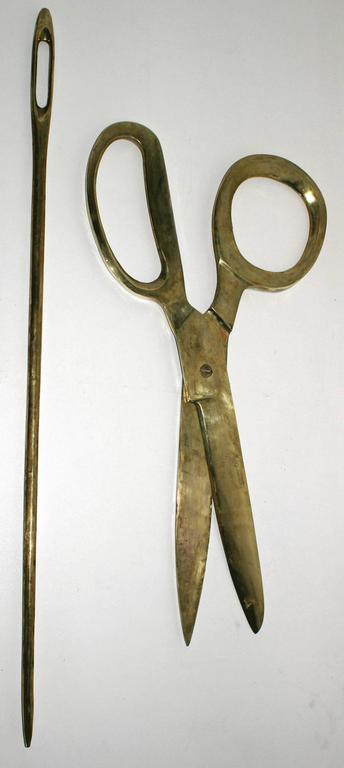Huge Solid Brass Needle and Scissor at 1stDibs