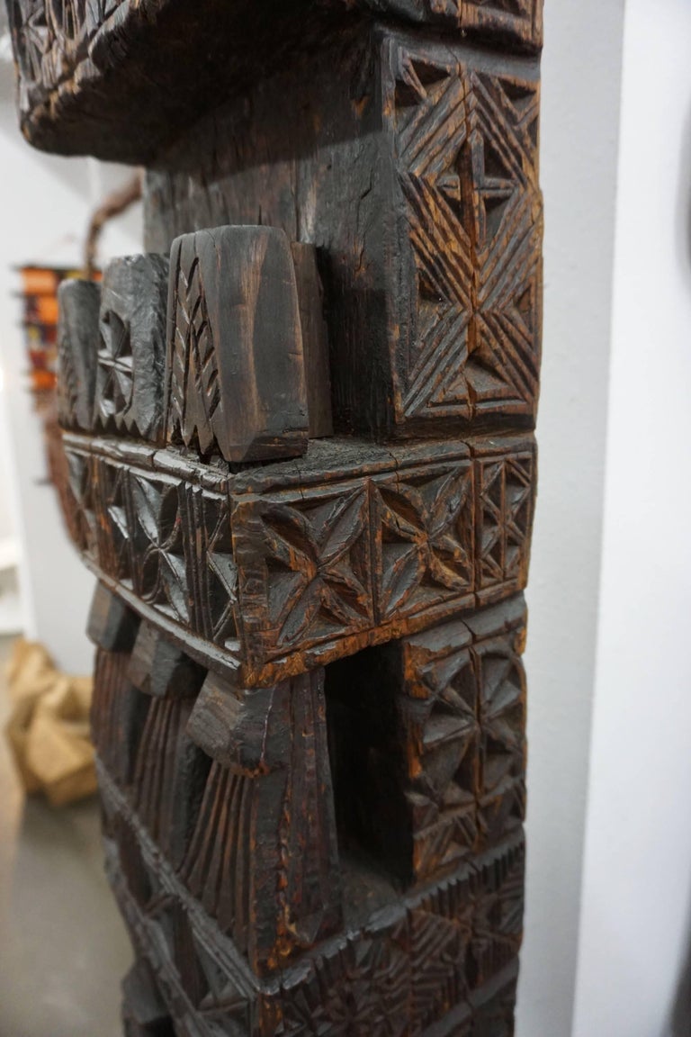 Hand-Carved Wood TOTEM For Sale at 1stDibs