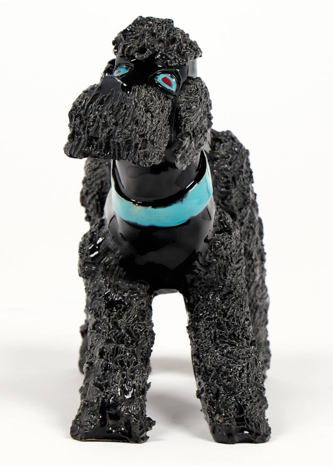 French Art Deco Black Poodle Ceramic Sculpture For Sale at 1stdibs
