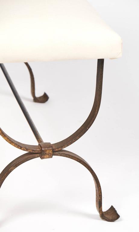 Vintage Spanish Gothic Revival Gold Leafed Forged Iron Bench at 1stDibs