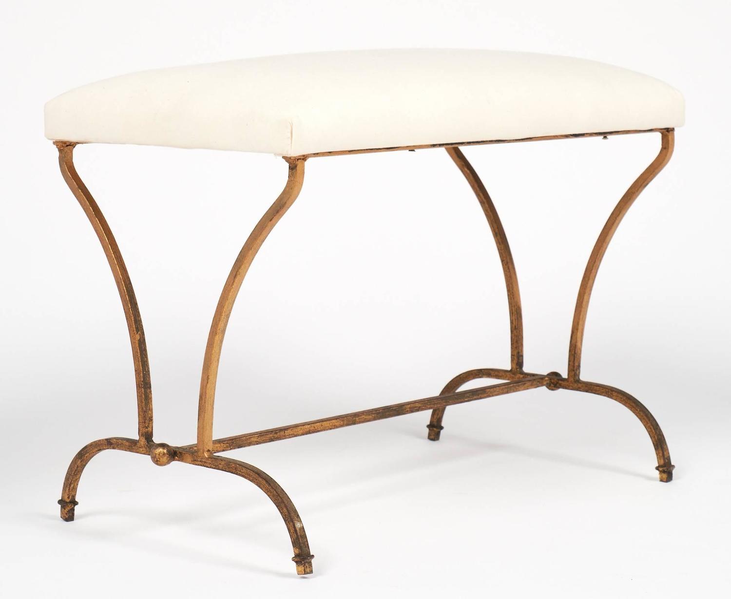 Art Deco Gold Leaf Forged Iron Bench For Sale at 1stdibs