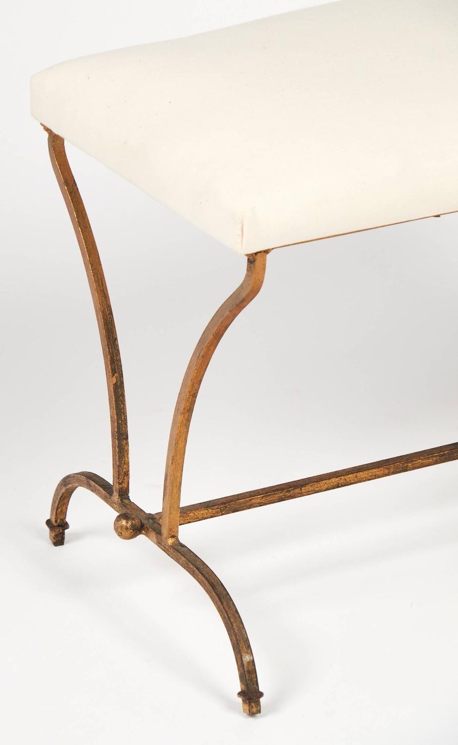 Art Deco Gold Leaf Forged Iron Bench For Sale at 1stdibs