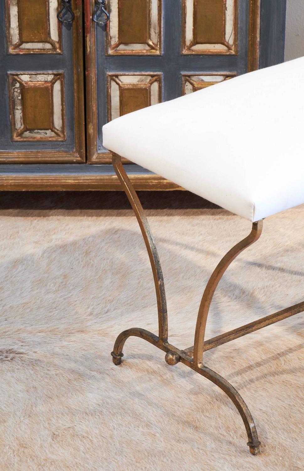 Art Deco Gold Leaf Forged Iron Bench For Sale at 1stdibs