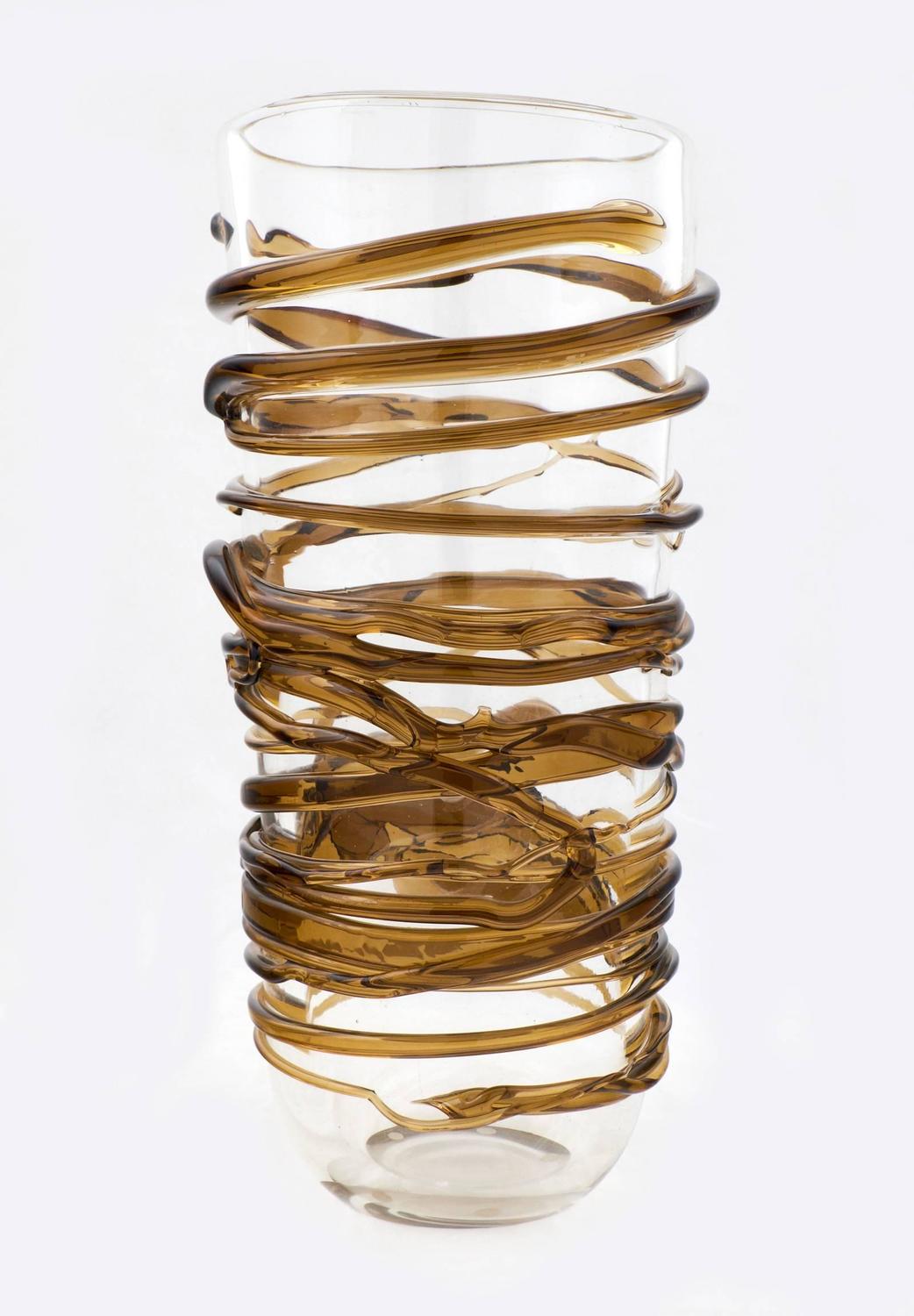 Murano Glass Amber Swirl Vase For Sale at 1stdibs