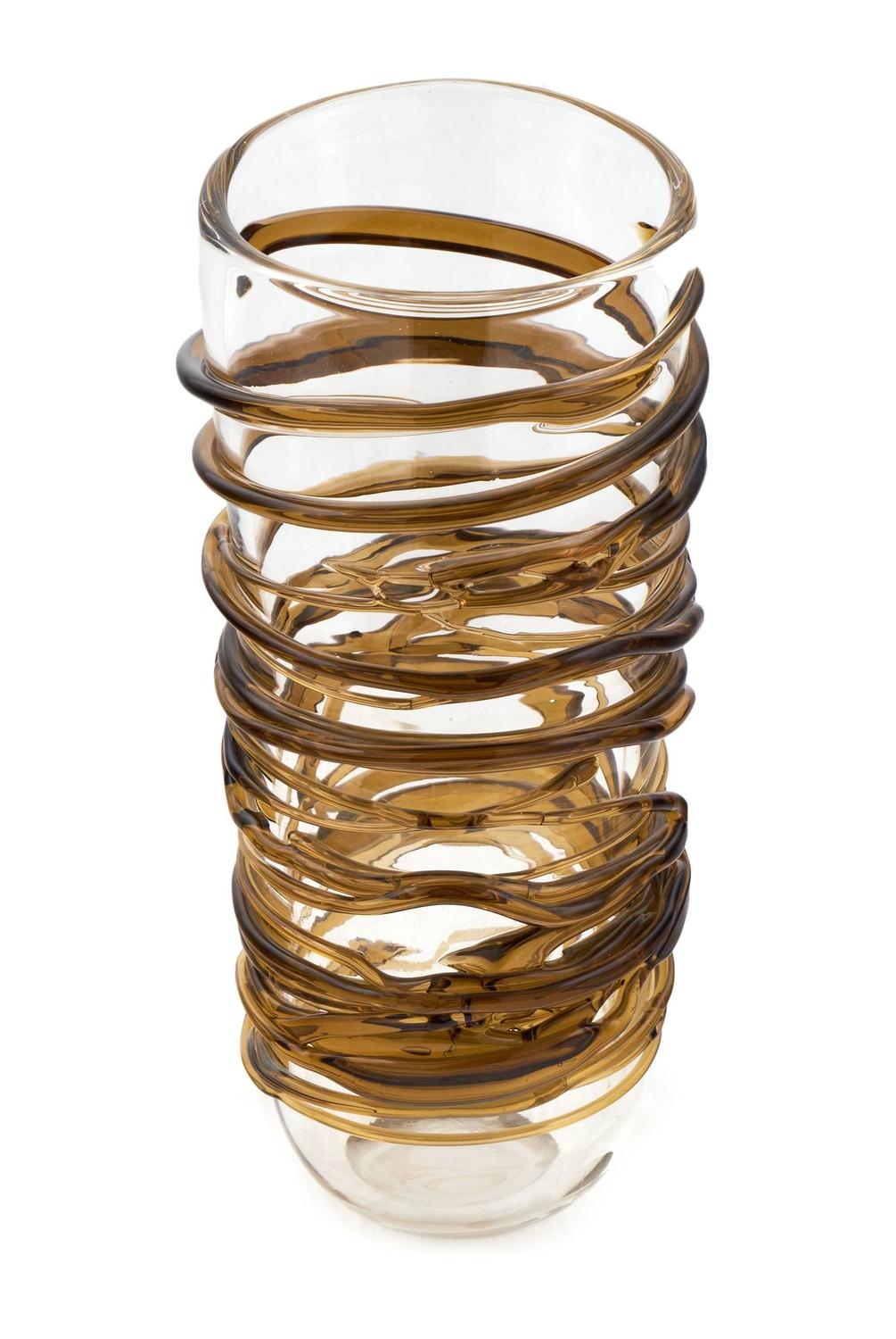 Murano Glass Amber Swirl Vase For Sale at 1stdibs