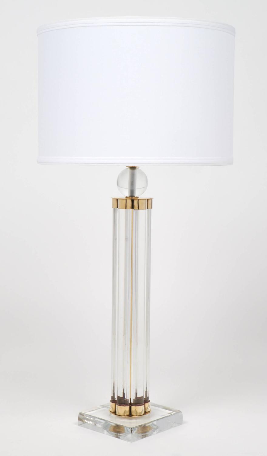 Pair of Murano Glass Tube and Brass Table Lamps For Sale at 1stdibs