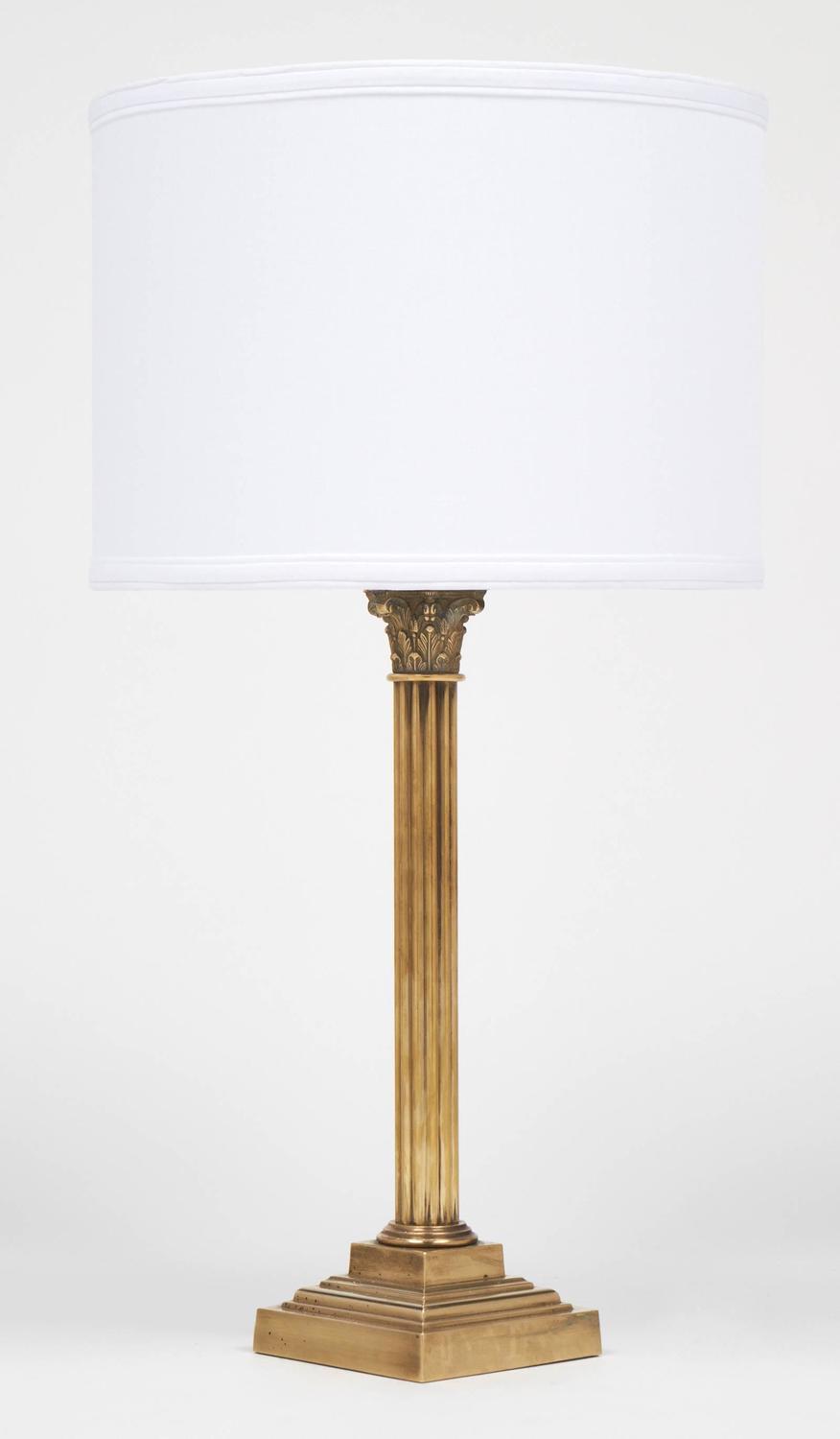 Vintage Pair of Brass Corinthian Column Lamps at 1stdibs