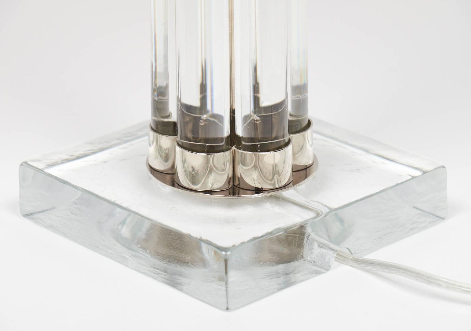 Modernist Pair of Murano Glass Tube with Chrome Table Lamps For Sale at ...