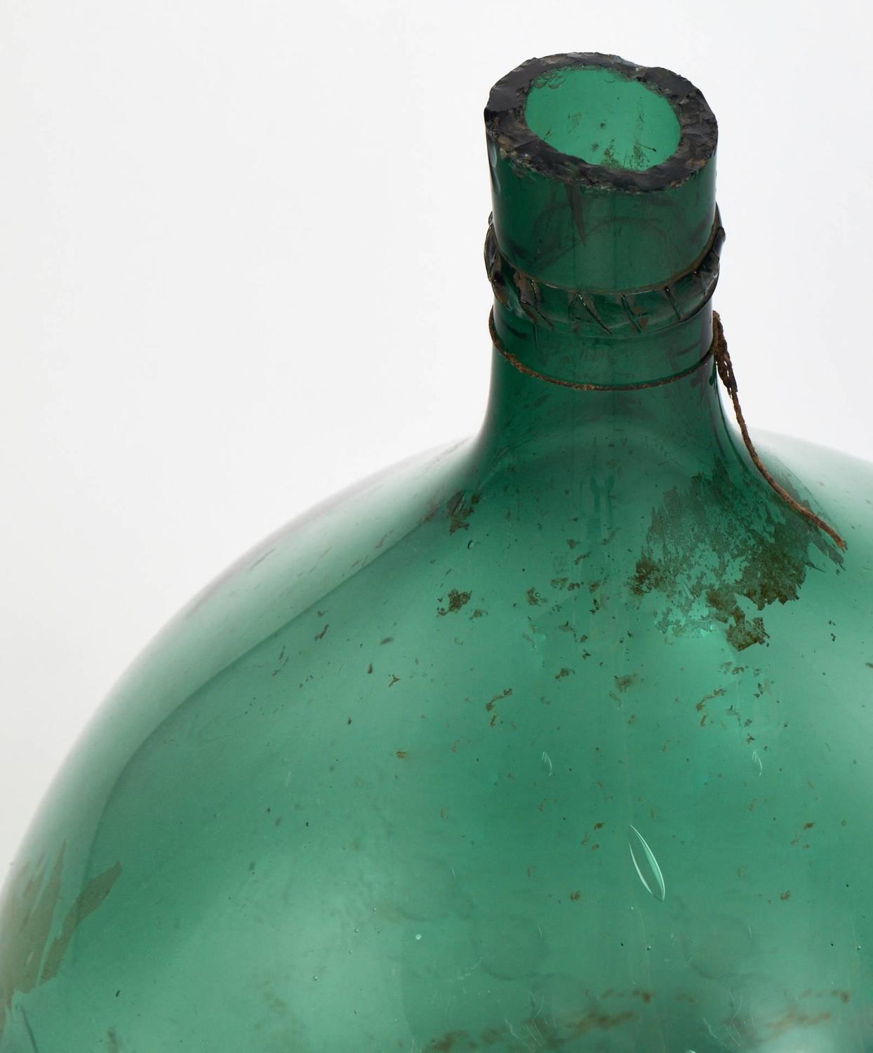 Antique French Wine Green Glass Bottle For Sale at 1stdibs
