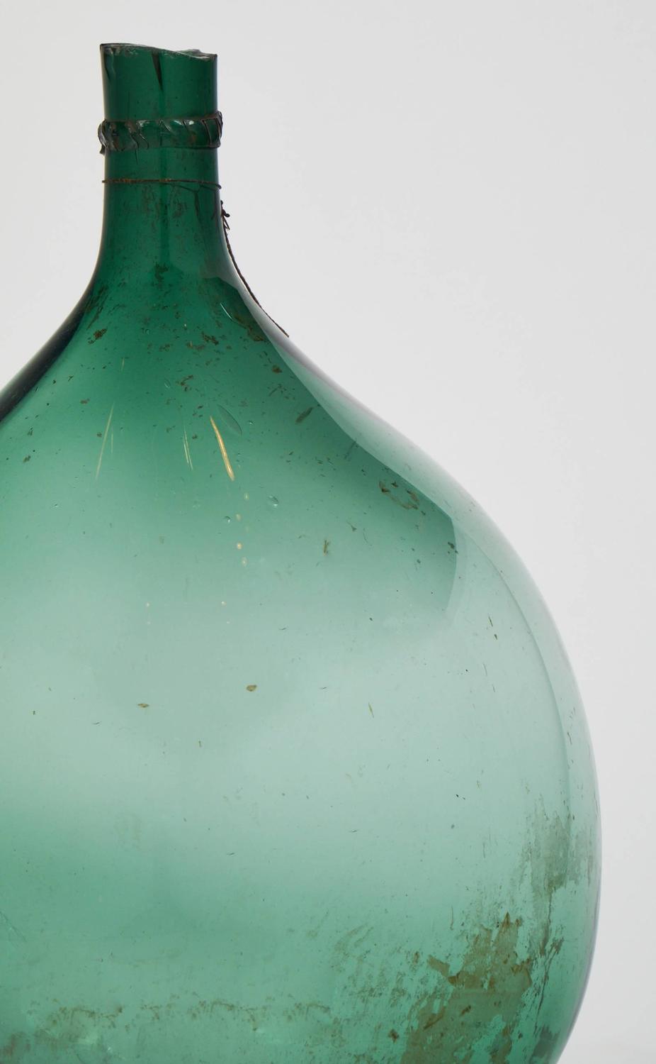 Antique French Wine Green Glass Bottle For Sale at 1stdibs