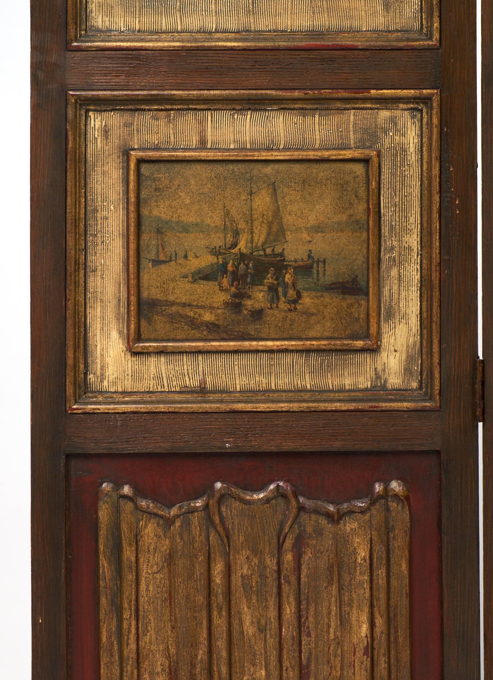 Antique Painted Three-Panel Folding Screen at 1stDibs | antique folding ...