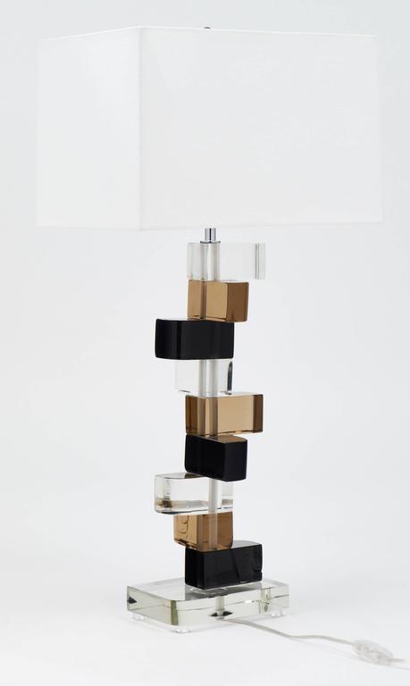 Pair of Murano Glass Stacked Blocks Table Lamps For Sale at 1stDibs