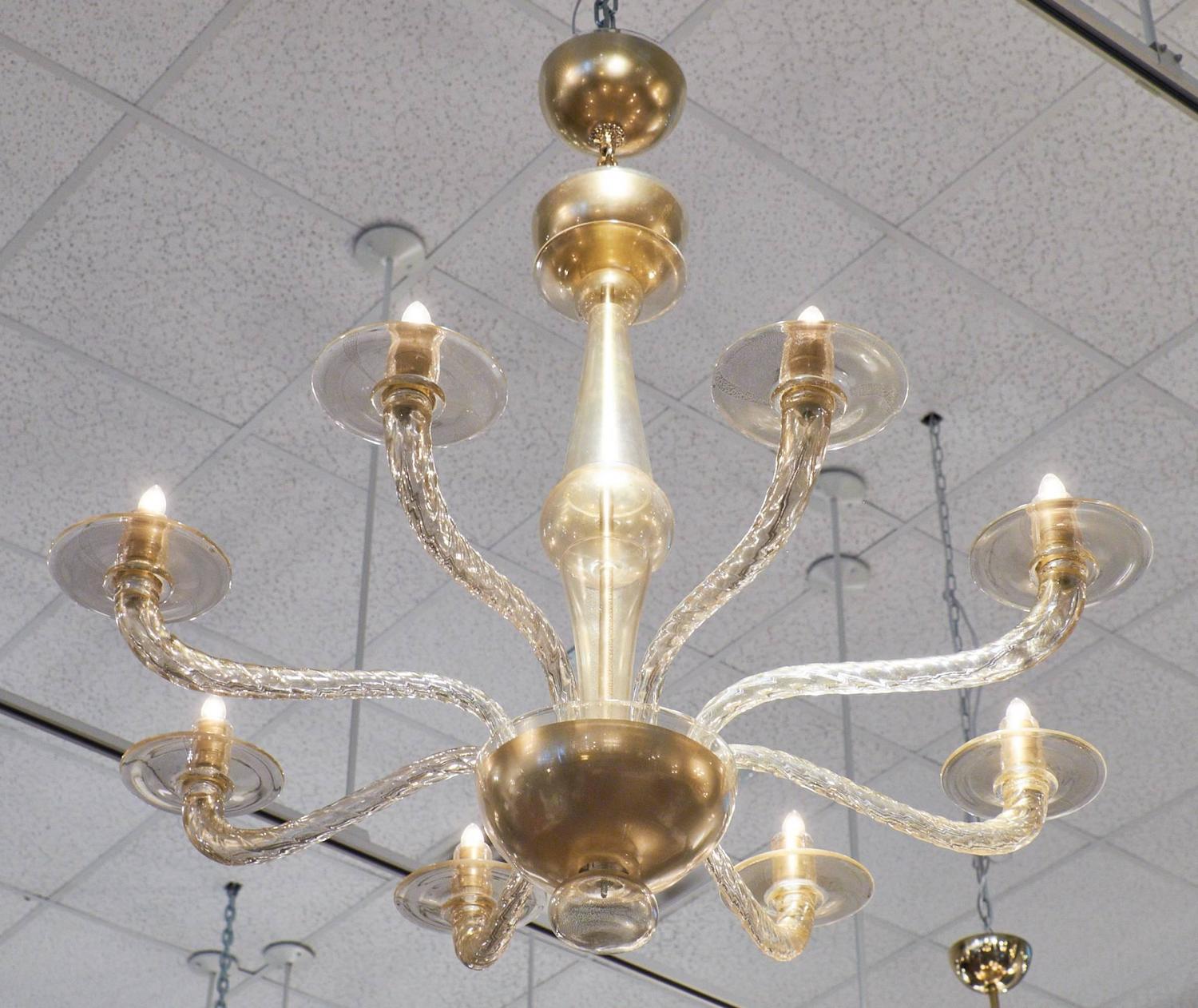 Murano 23-Karat Gold "Avventurina" Glass Chandelier For Sale at 1stdibs