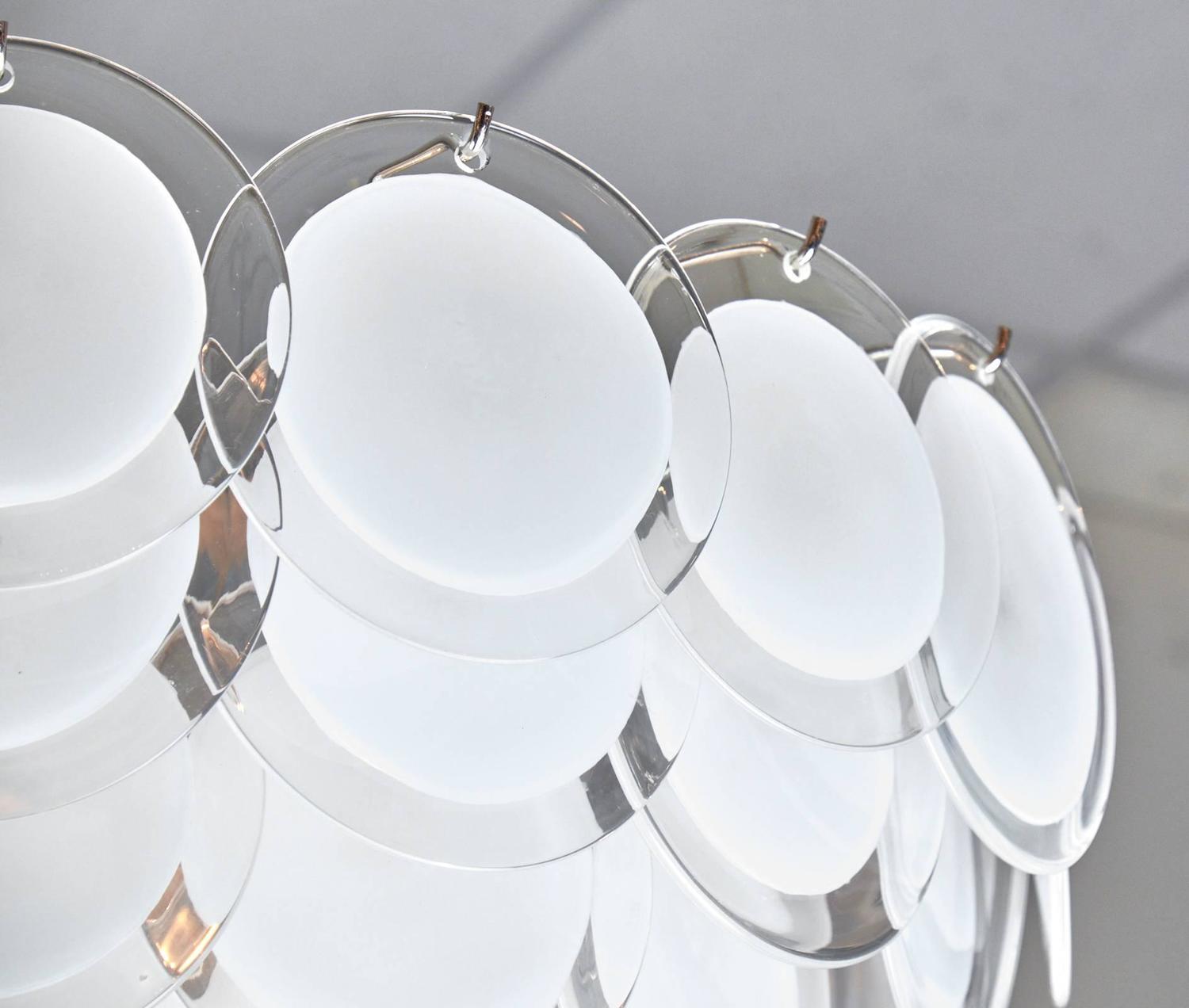 Murano White and Clear Glass Discs Chandelier by Carlo Nason For Sale ...
