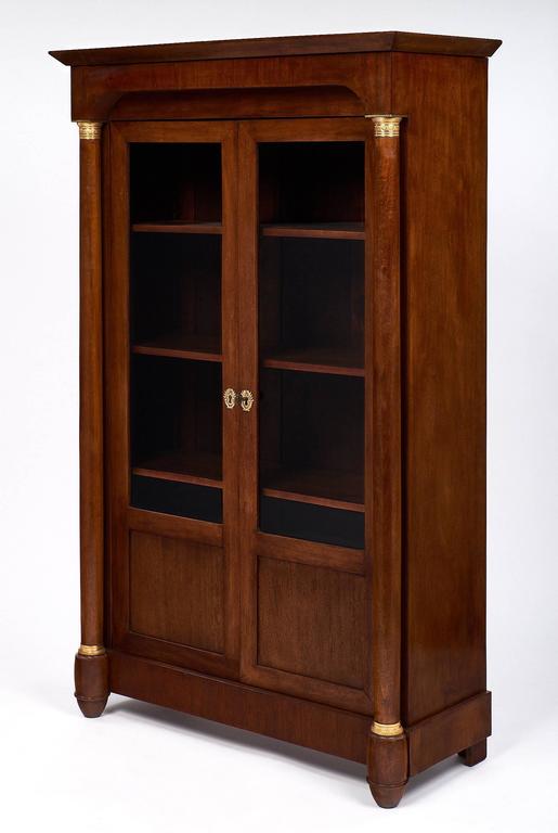 Empire Style French Antique Walnut Bookcase at 1stDibs