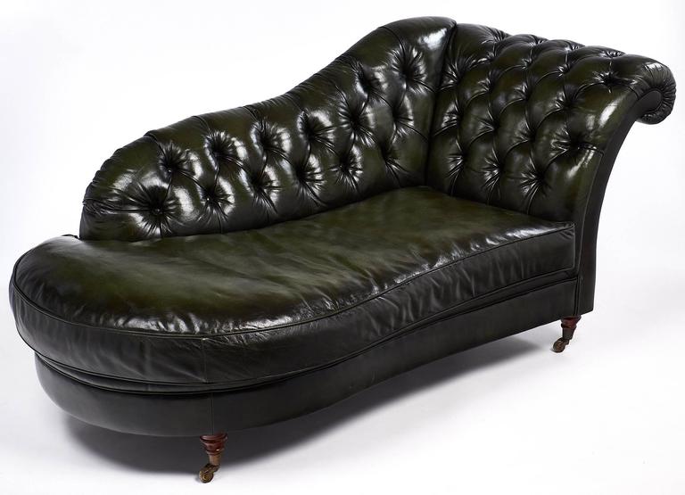 Green Vintage Tufted Leather Méridienne at 1stDibs | chesterfield ...