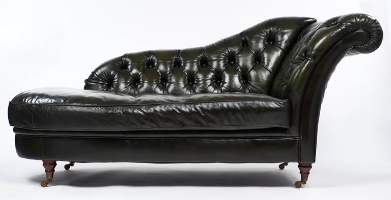 Green Vintage Tufted Leather Méridienne at 1stDibs | chesterfield ...