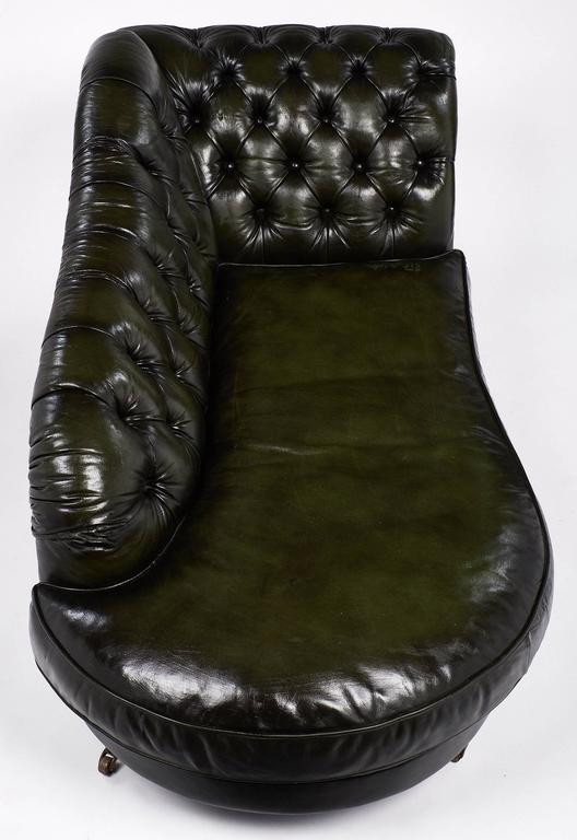 Green Vintage Tufted Leather Méridienne at 1stDibs | chesterfield ...