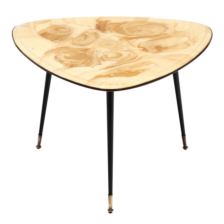 Midcentury Side Table with Resin Top at 1stDibs