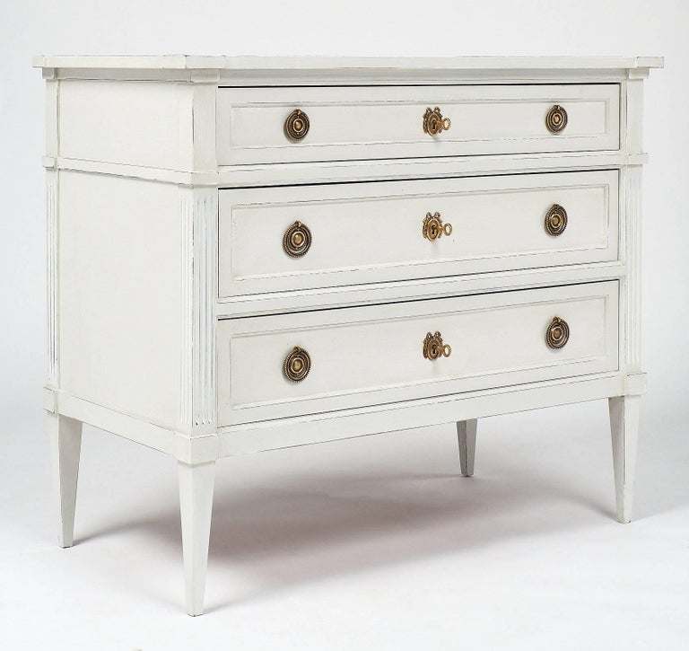Antique Directoire Style Painted Chest of Drawers at 1stDibs