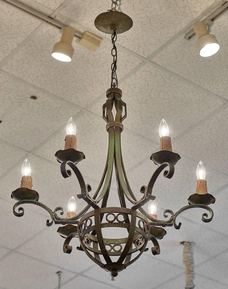 Vintage Iron Chandelier For Sale at 1stDibs